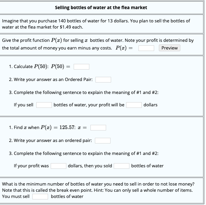 Solved Selling bottles of water at the flea market Imagine | Chegg.com