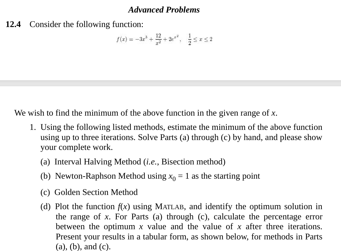 Solved Advanced Problems12.4 ﻿Consider the following | Chegg.com