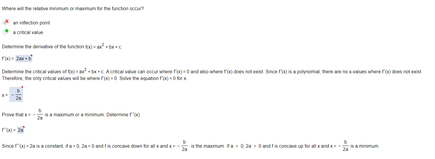 Solved Use calculus to prove that the relative minimum or | Chegg.com