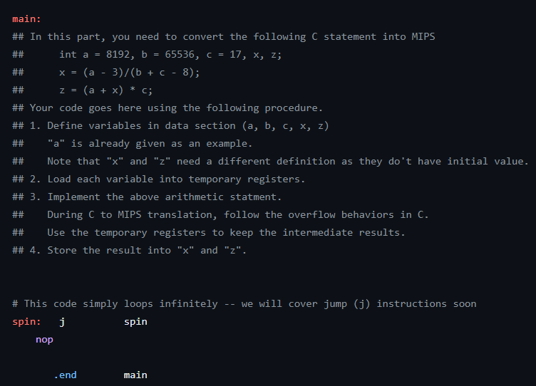 Solved For this problem, use the code template (hw2-q1.S) | Chegg.com