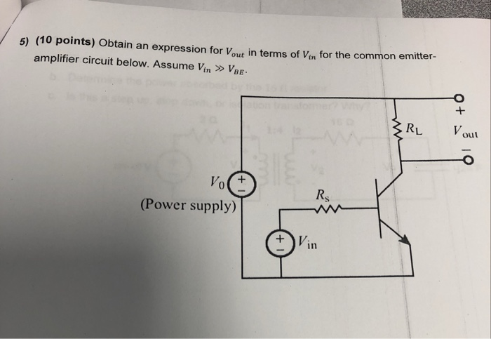 Solved 5) (10 points) Obtain an expression for Vout in terms | Chegg.com