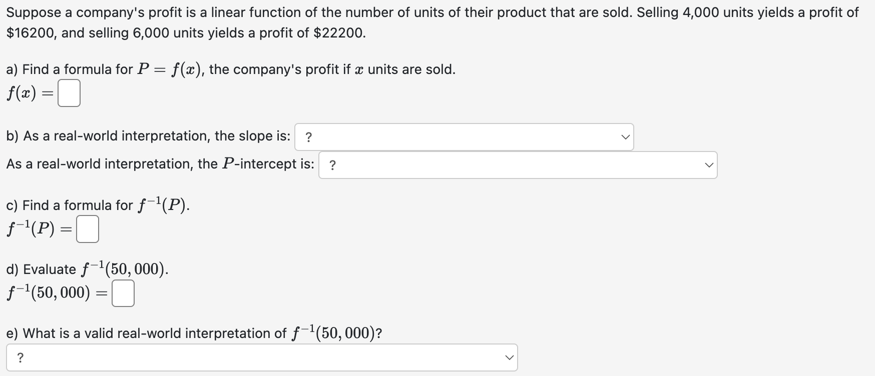 Solved Suppose a company's profit is a linear function of | Chegg.com