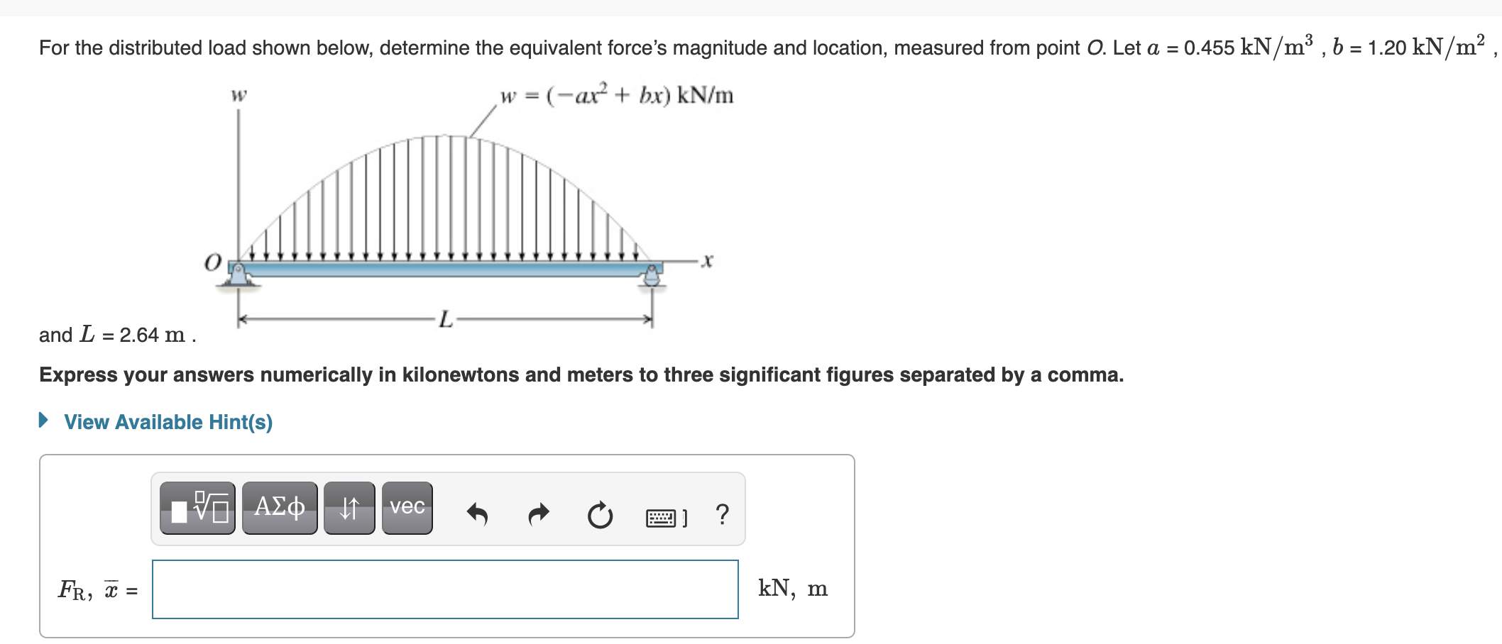 Solved 2 For the distributed load shown below, determine the | Chegg.com