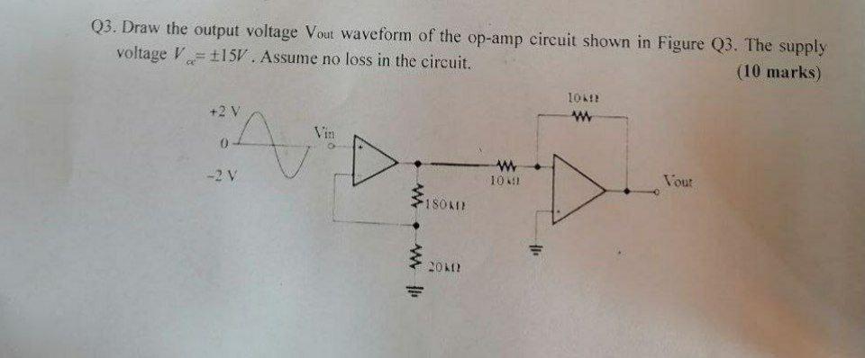 Solved Q3. Draw the output voltage Vout waveform of the | Chegg.com