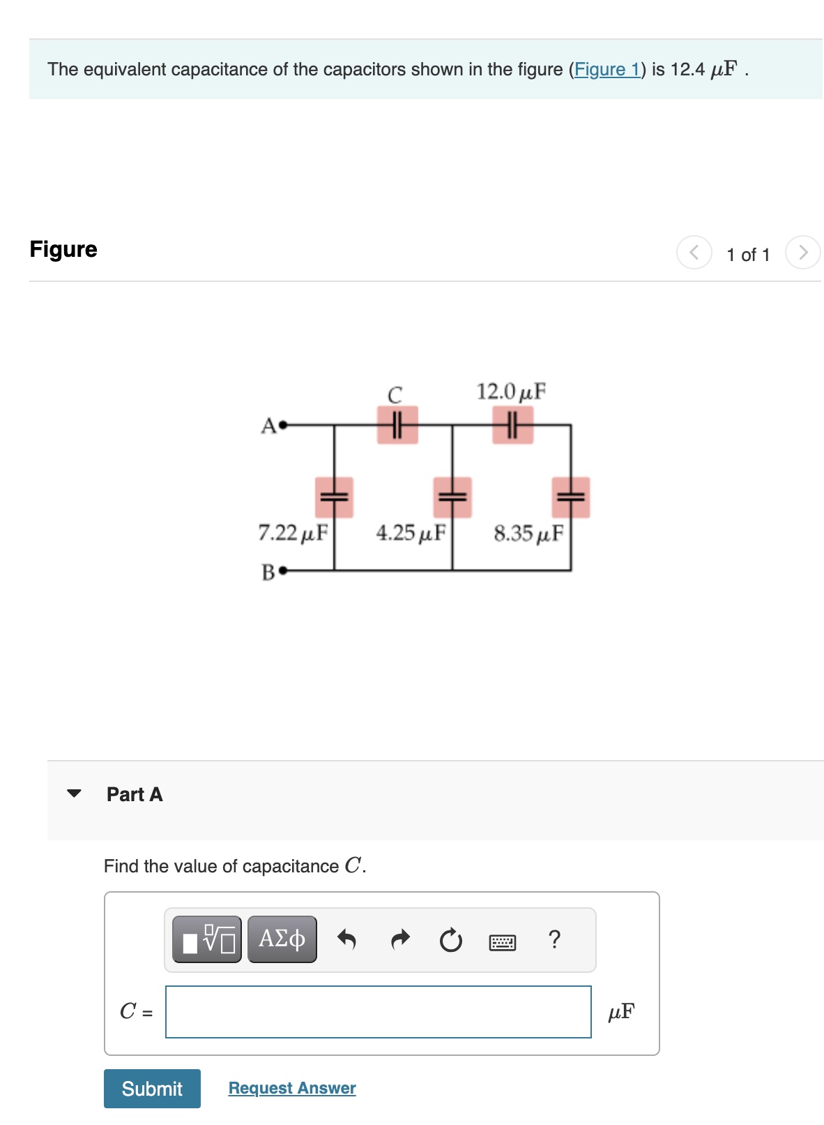 Solved The equivalent capacitance of the capacitors shown in | Chegg.com