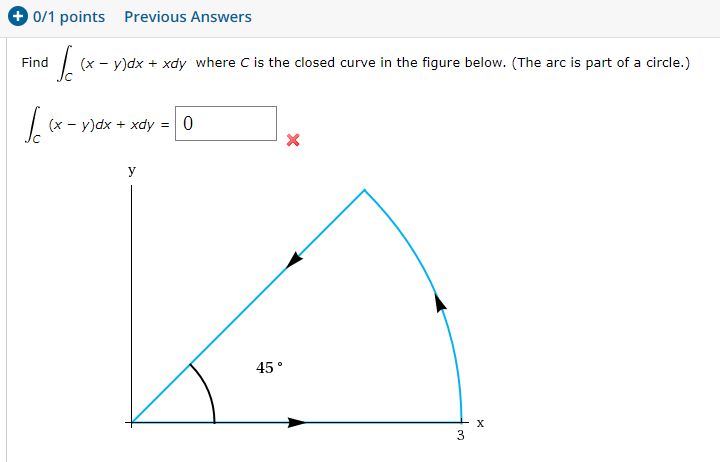 Solved + 0/1 points Previous Answers )dx + xdy where C is | Chegg.com