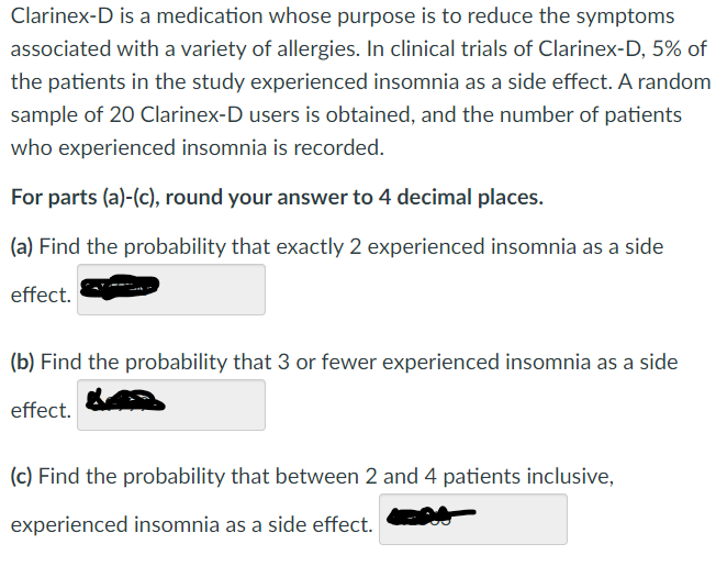 Solved Clarinex-D is a medication whose purpose is to reduce | Chegg.com