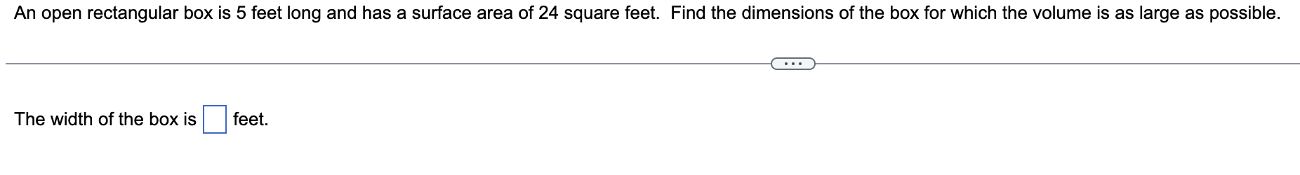 Solved An open rectangular box is 5 feet long and has a | Chegg.com
