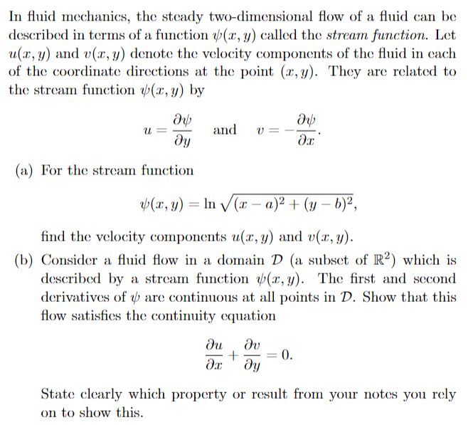 Solved In fluid mechanics, the steady two-dimensional flow | Chegg.com