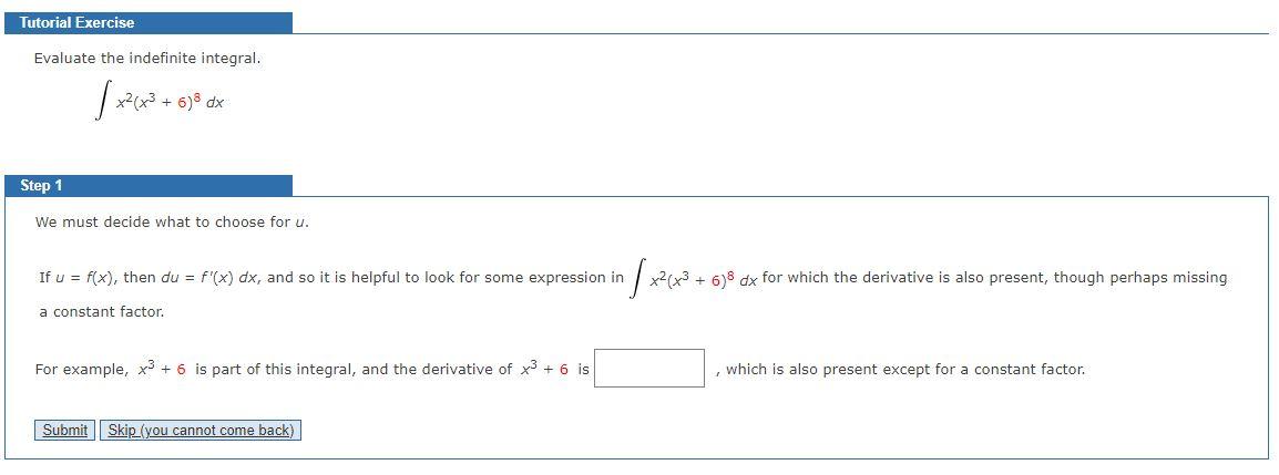 Solved Tutorial Exercise Evaluate the indefinite integral. | | Chegg.com