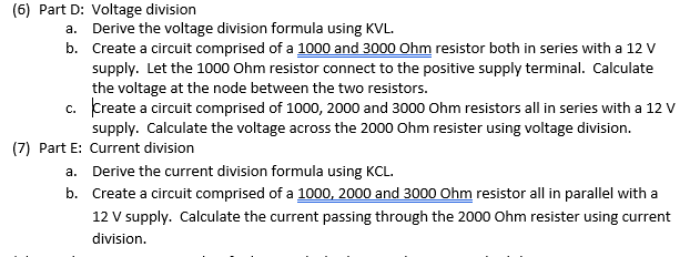 Solved a. (6) Part D: Voltage division Derive the voltage | Chegg.com