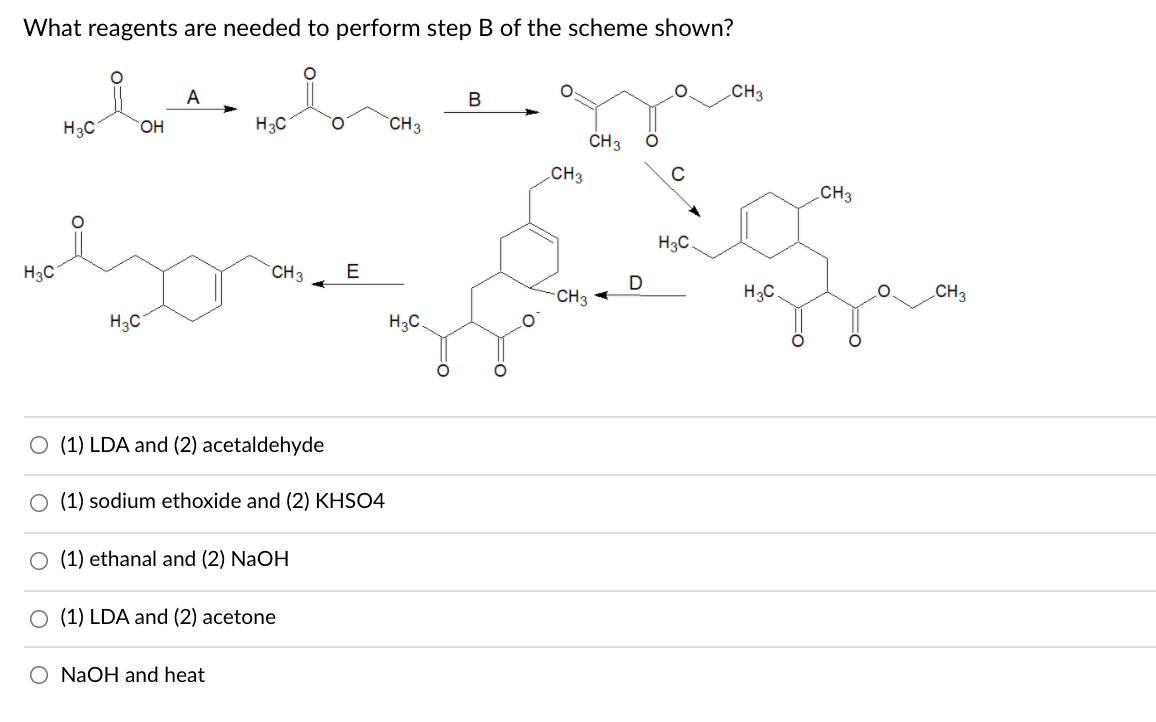 Solved What reagents are needed to perform step B of the | Chegg.com