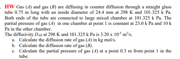 Solved HW Gas (A) and gas (B) are diffusing in counter | Chegg.com