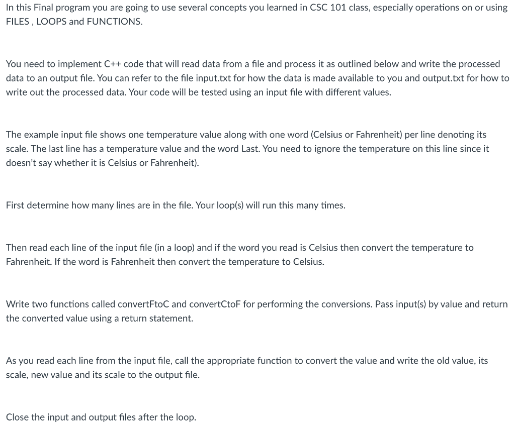 Solved In this Final program you are going to use several | Chegg.com
