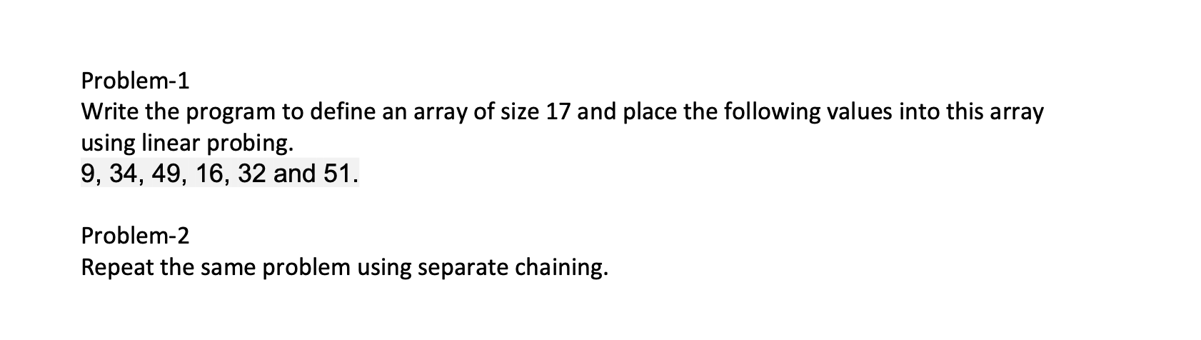 Solved Problem-1 Write the program to define an array of | Chegg.com
