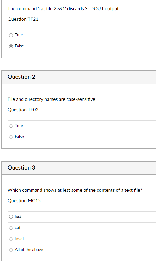Solved The command 'cat file 2>&1' discards STDOUT output | Chegg.com