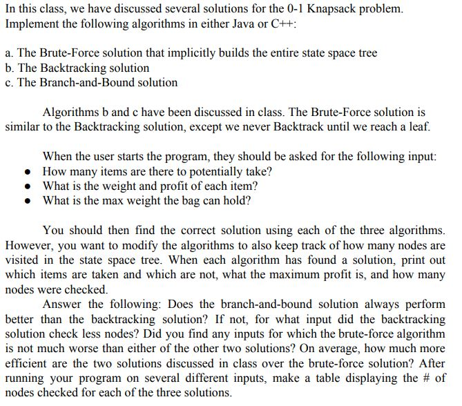 In this class, we have discussed several solutions | Chegg.com