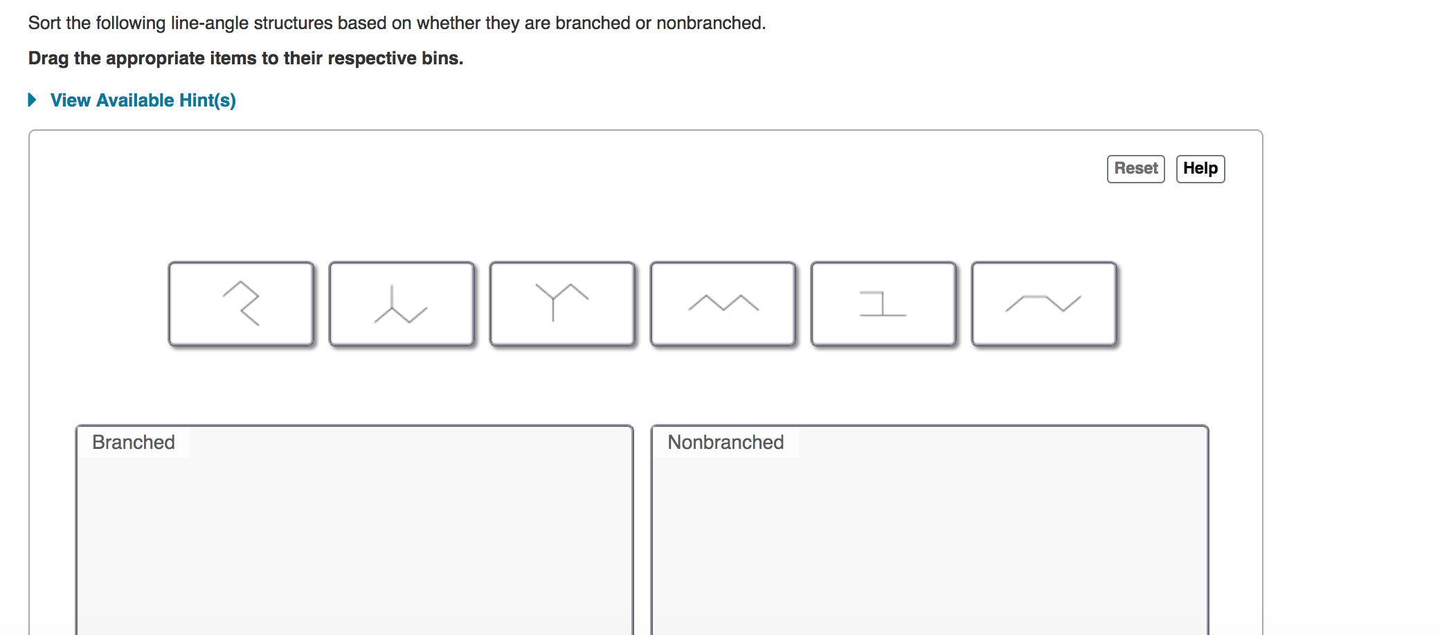 Solved Sort the following line-angle structures based on | Chegg.com