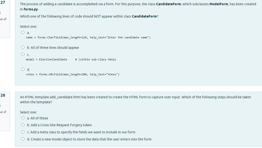 Solved 27 The process of adding a candidate is accomplished | Chegg.com