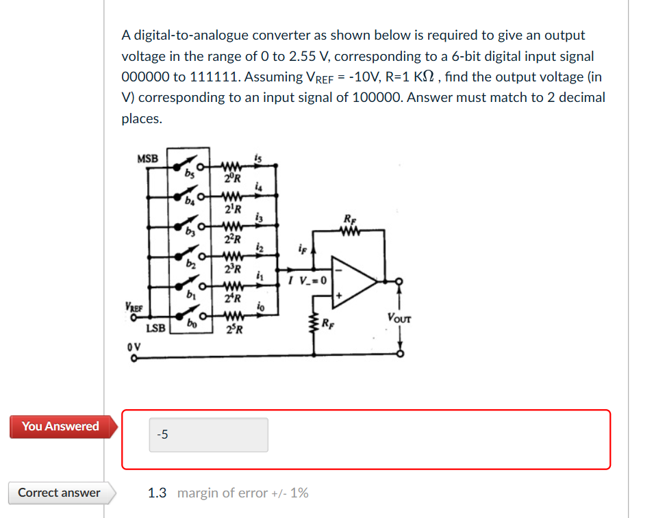 Solved by an EXPERT A digital-to-analogue converter as shown below is | Chegg.com