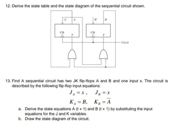 Solved 12. Derive the state table and the state diagram of | Chegg.com