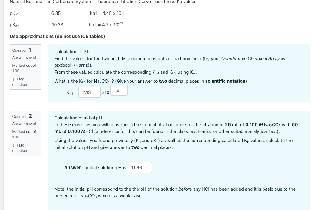 Solved . Calculation of the pH between the 1st and 2nd | Chegg.com