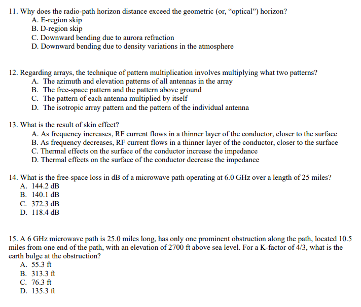 Solved 11. Why does the radio-path horizon distance exceed | Chegg.com