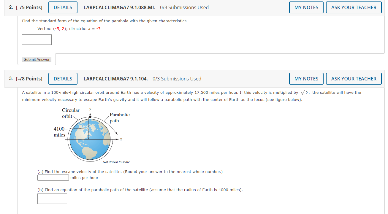 Solved 2. [-15 Points] DETAILS LARPCALCLIMAGA7 9.1.088.MI. | Chegg.com