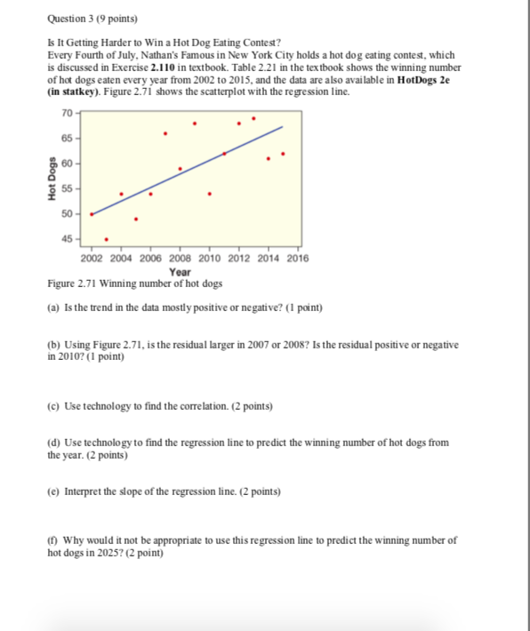 Solved Question 3 (9 points) Is It Getting Harder to Win a | Chegg.com