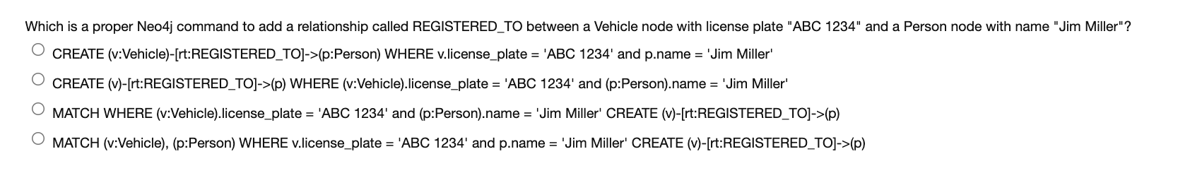 Solved Which is a proper Neo4j command to add a relationship | Chegg.com
