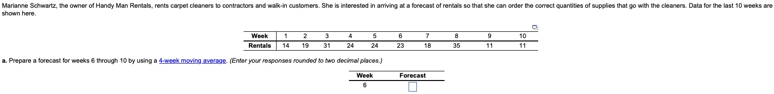 Solved shown here. \begin{tabular}{c|cccccccccc} \hline Week | Chegg.com