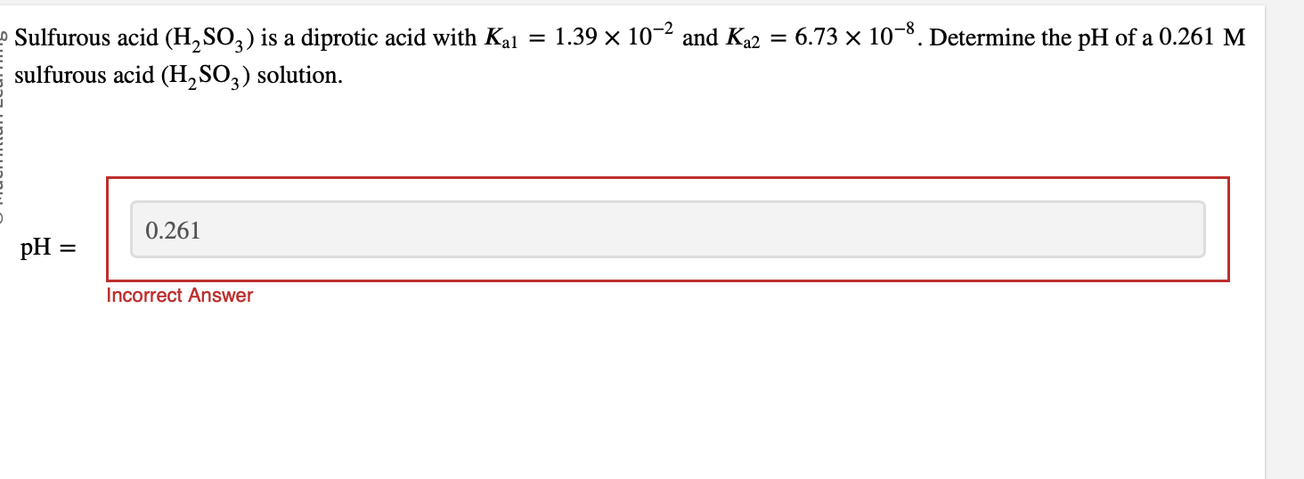 Solved Sulfurous acid (H2SO3) is ﻿a diprotic acid with | Chegg.com