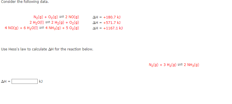 Solved Consider the following data. N2( g)+O2( | Chegg.com