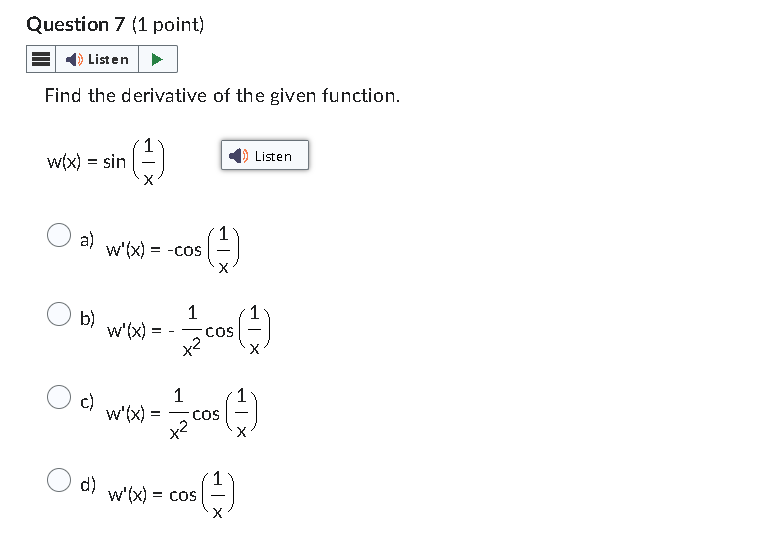 Solved Find the derivative of the given function. | Chegg.com