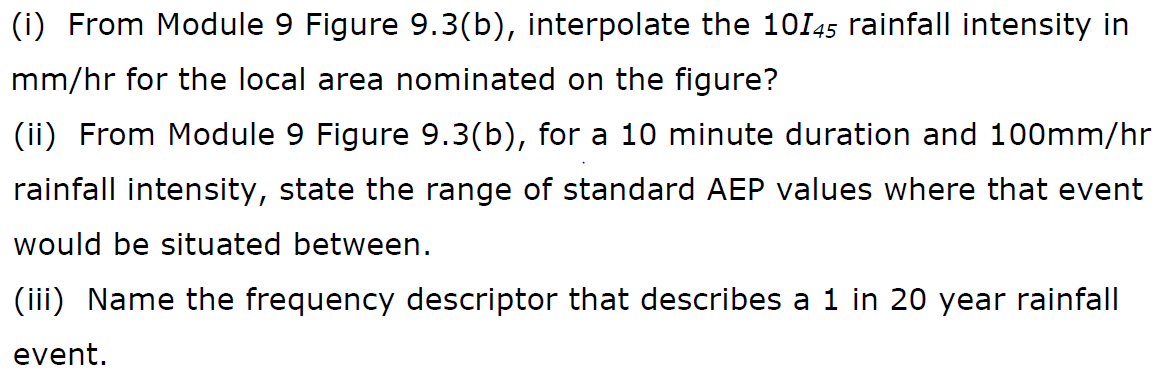 600 500 500 503 403 300 DESIGN RAINFALL INTENSITY | Chegg.com