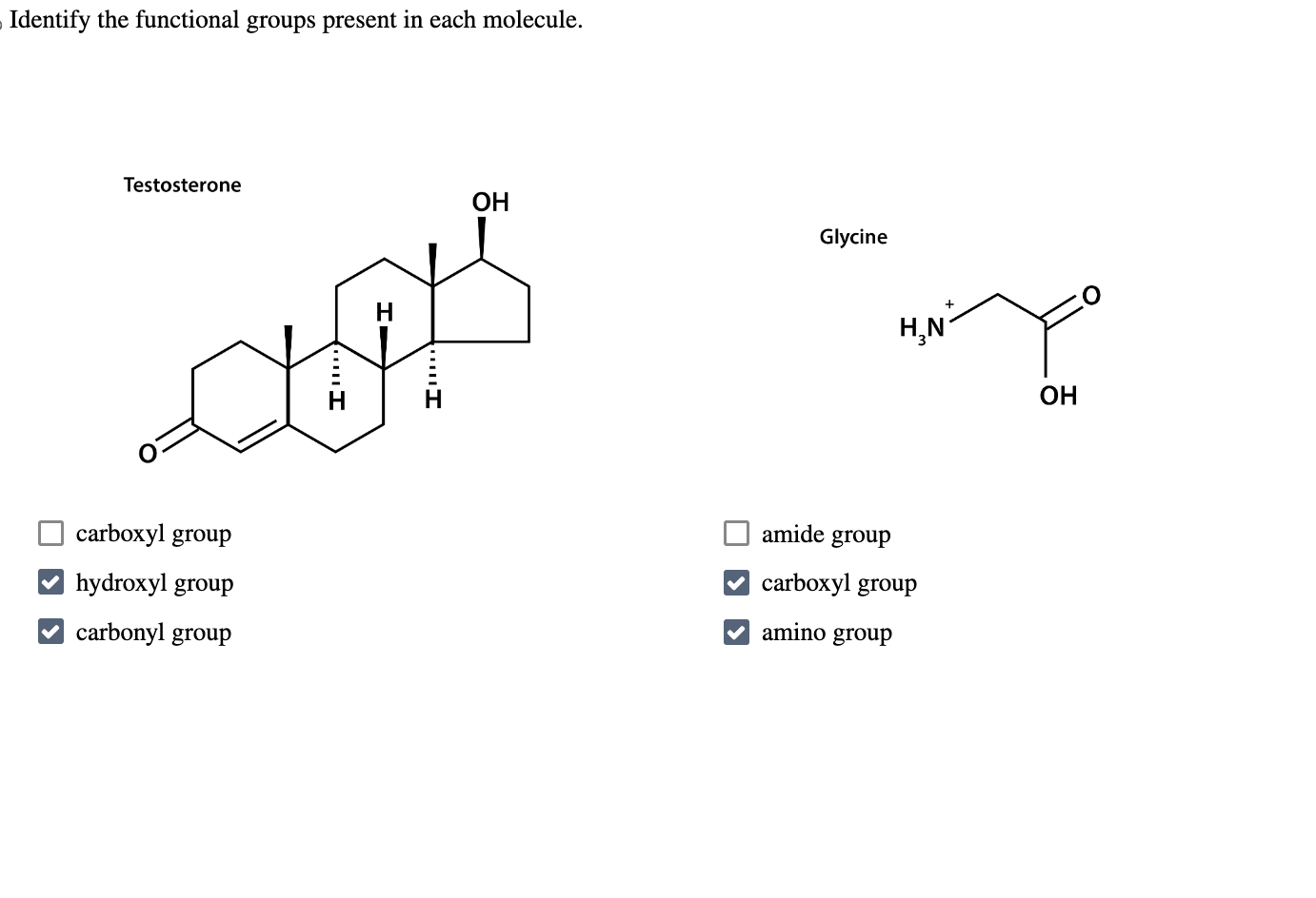 Identify the functional groups present in each | Chegg.com