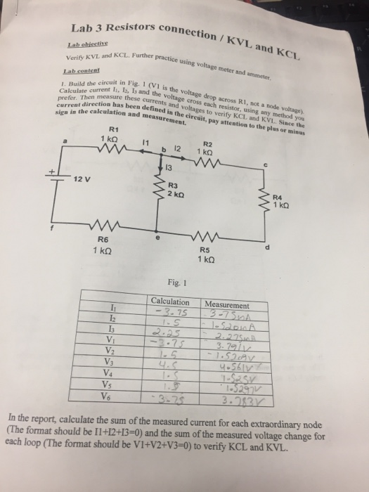 Solved ors connection / KVL and KCL Lab 3 Resistors Further | Chegg.com Solved ors connection / KVL and KCL Lab 3 Resistors Further | Chegg.com