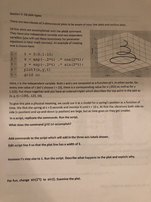 Solved Section S: 3d plot types There are two classes of | Chegg.com