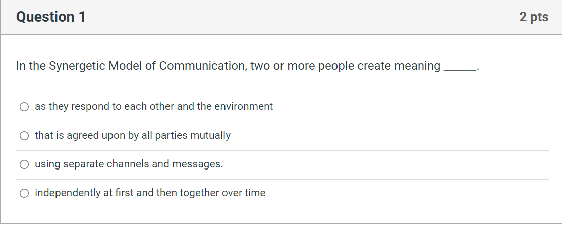 Question 1 2 pts In the Synergetic Model of | Chegg.com
