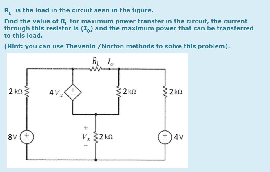 Solved R, is the load in the circuit seen in the figure. | Chegg.com