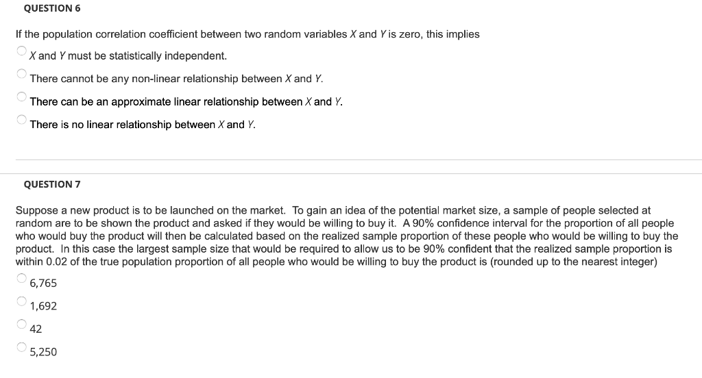 Solved QUESTION 6 If the population correlation coefficient | Chegg.com