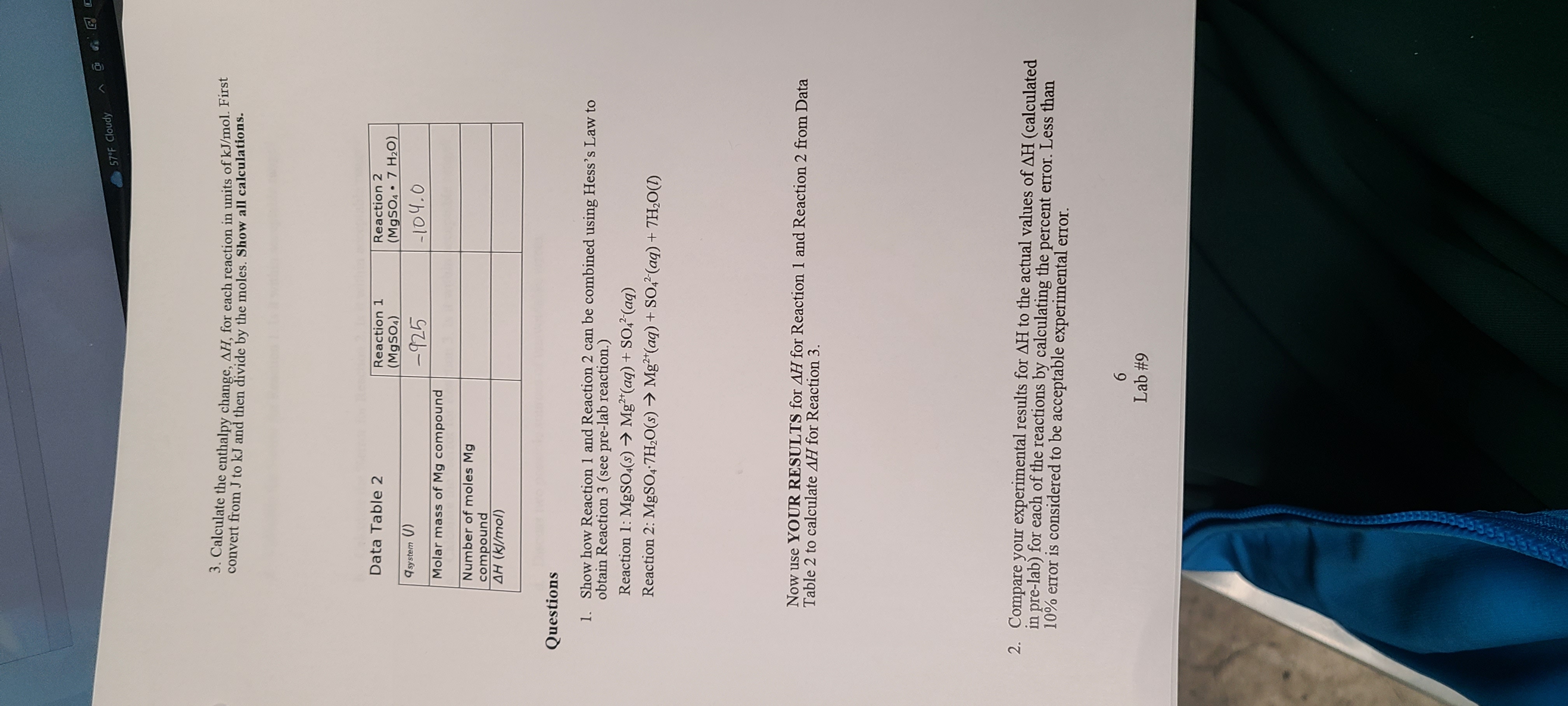 1. Using the formula, qsstem =−qsur =−c×m×ΔT | Chegg.com