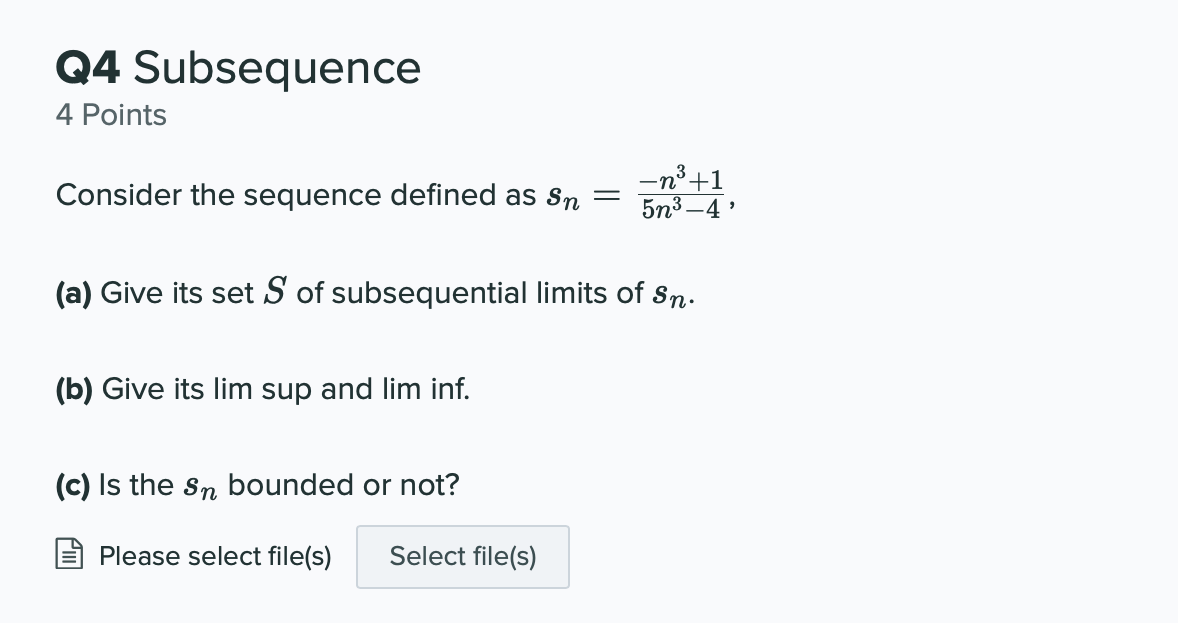 Solved Q4 Subsequence 4 Points -n° +1 Consider the sequence | Chegg.com