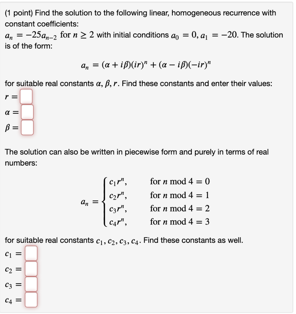 Solved (1 point) Find the solution to the following linear, | Chegg.com