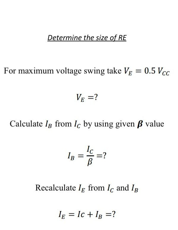 Solved R1 VCC Rsig Cc1 Vin 01 CC2 Vout Vsig R2 RE Figure 1: | Chegg.com