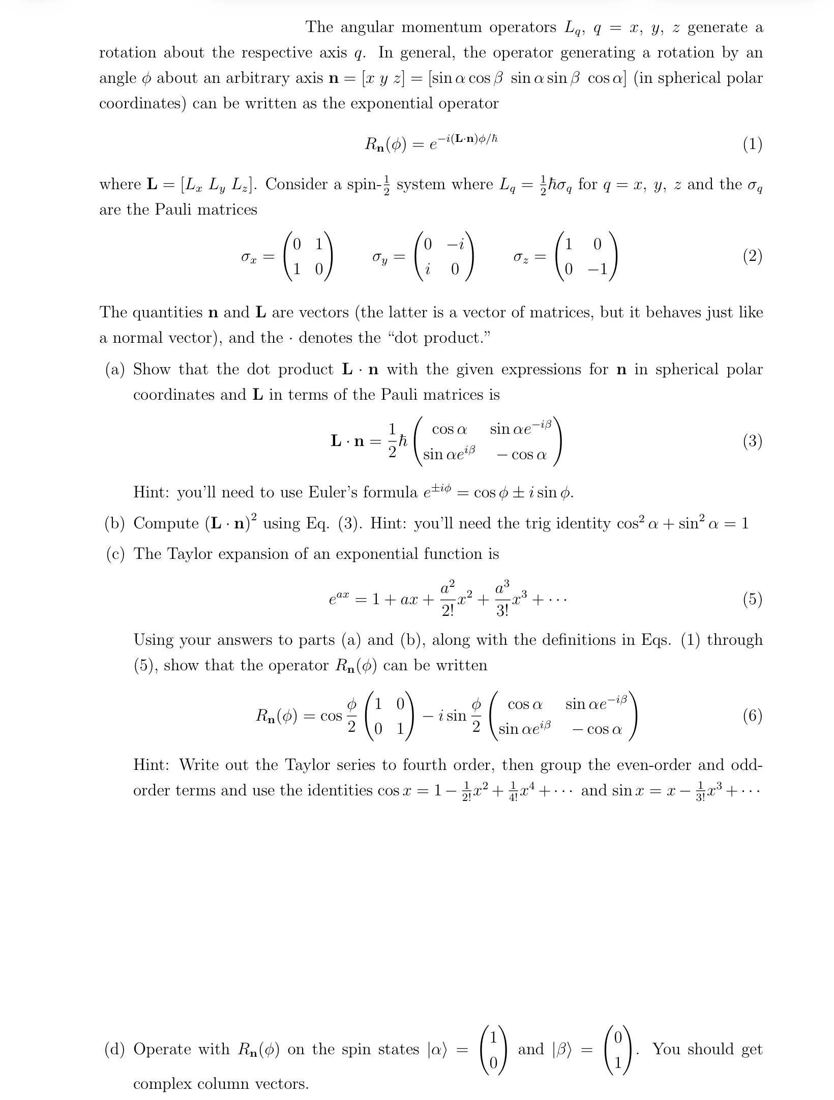 Solved The angular momentum operators Lq,q=x,y,z ﻿generate | Chegg.com
