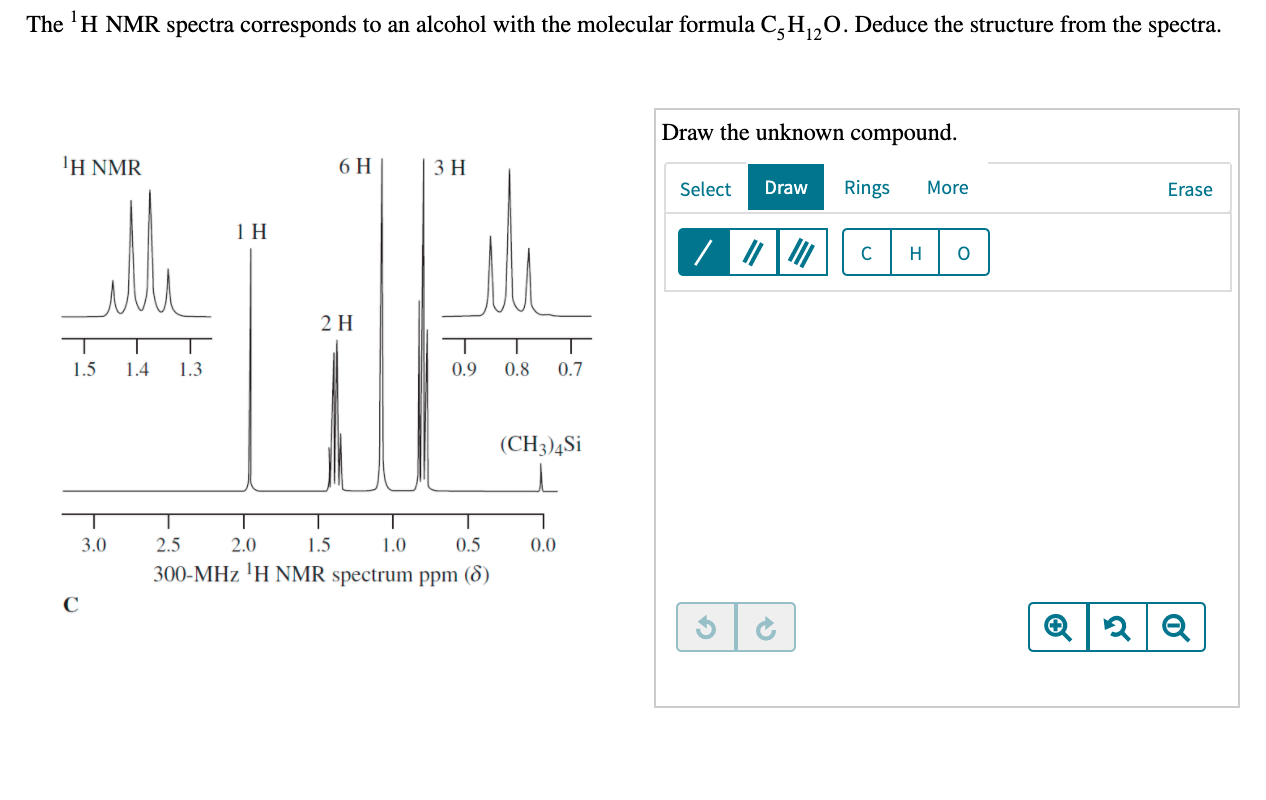Solved The 'H NMR spectra corresponds to an alcohol with the | Chegg.com