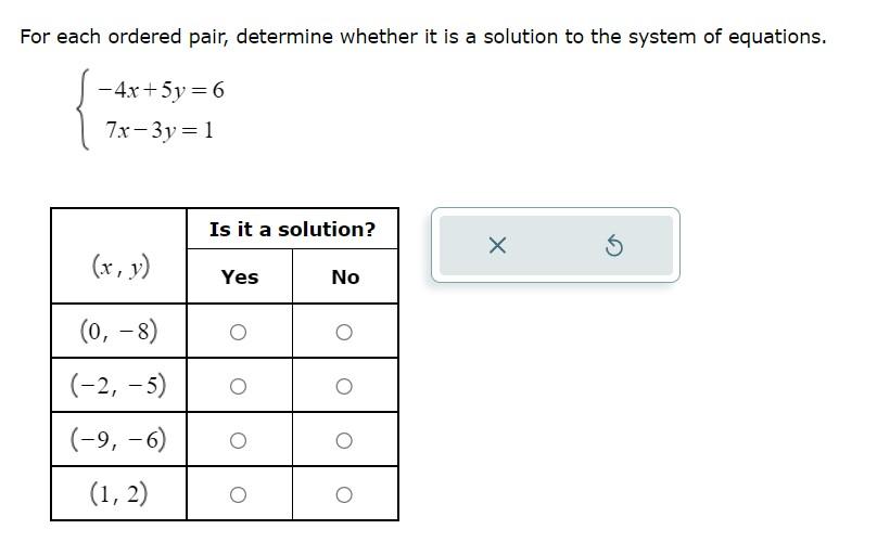 Solved For each ordered pair, determine whether it is a | Chegg.com