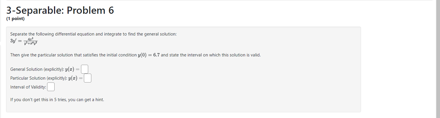 Solved Separate the following differential equation and | Chegg.com