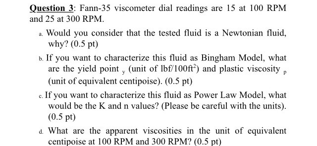 Question 3: Fann-35 viscometer dial readings are 15 | Chegg.com